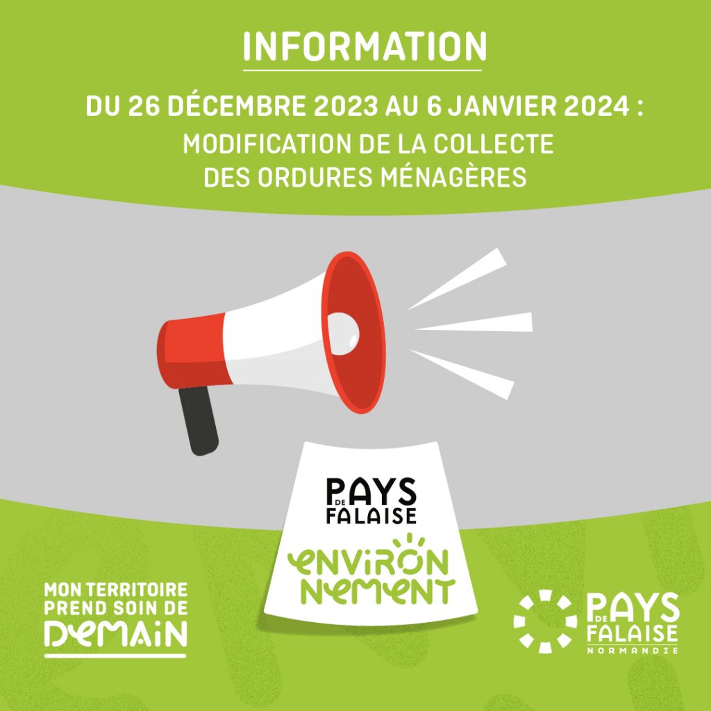 Infos - collecte de vos ordures ménagères dec 2023 - Pays de Falaise